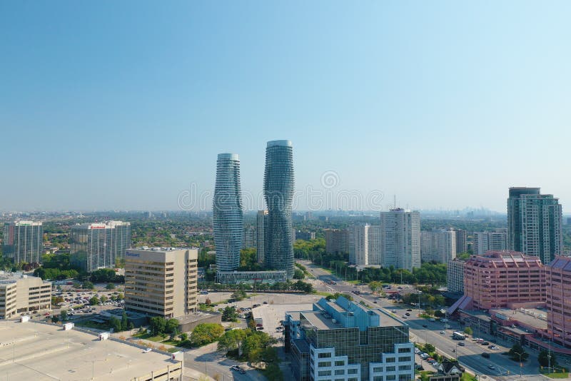 Aerial View of the Absolute World Complex in Mississauga, Canada ...