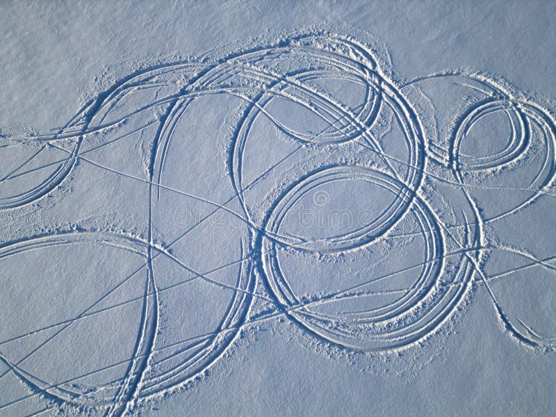 Aerial View of Abstract Curving Patterns on Snow Stock Illustration ...