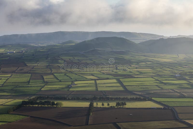 Aerial View on Abstract Pattern of Fields at Serra Do Cume and Serra Da ...