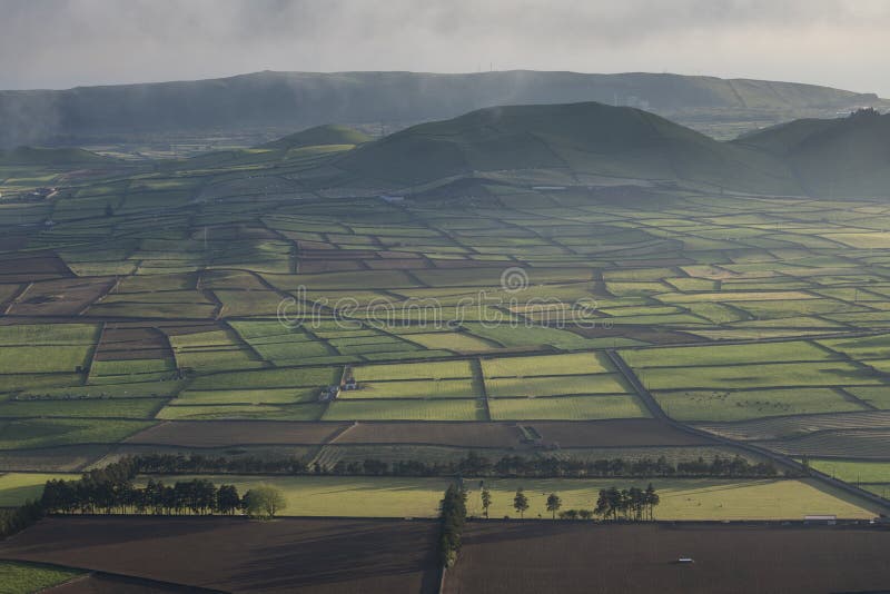 Aerial View on Abstract Pattern of Fields at Serra Do Cume and Serra Da ...