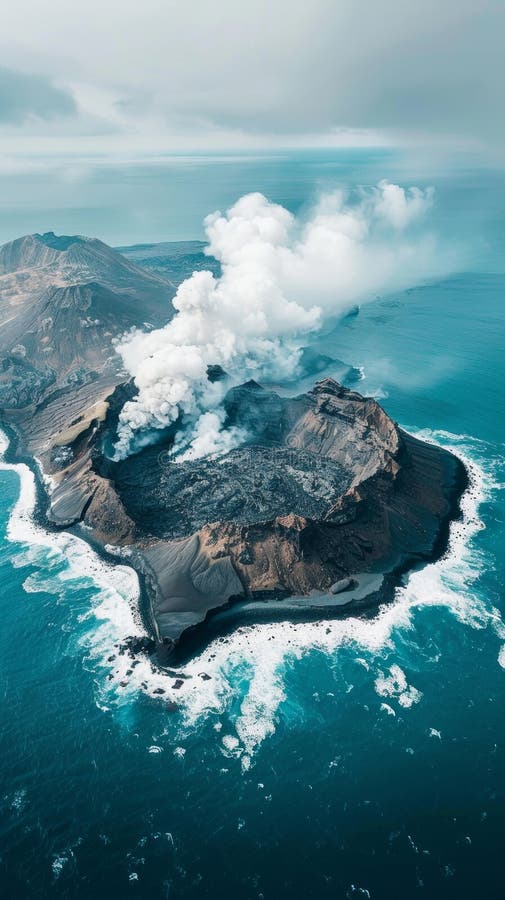 Aerial View of an Active Volcano Stock Image - Image of exploration ...