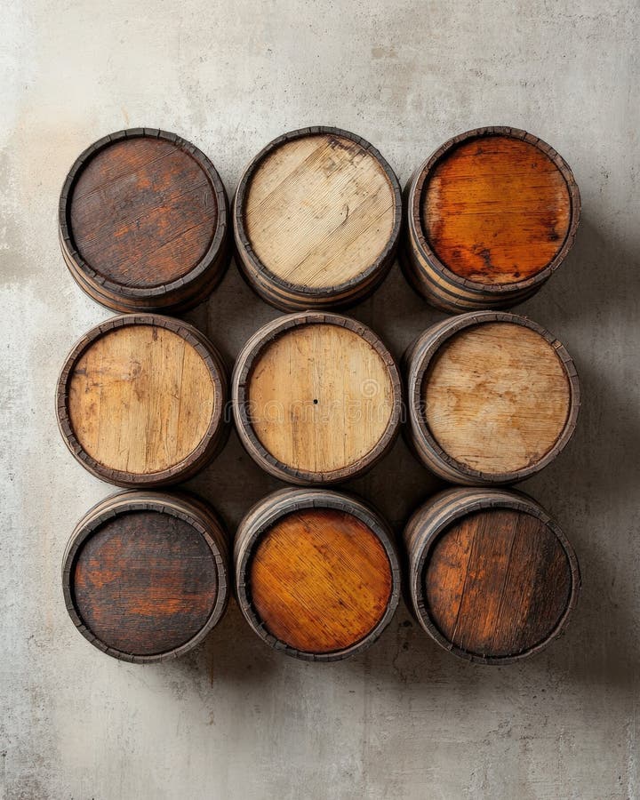 Aerial View of Aged Whisky Casks for Distillery and Beverage Design ...