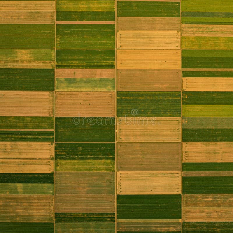 Aerial View of Agricultural Fields Arranged in a Geometric Grid Pattern ...