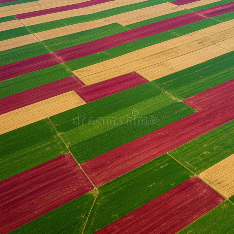 Aerial View of Agricultural Fields Arranged in a Patchwork Pattern. the ...