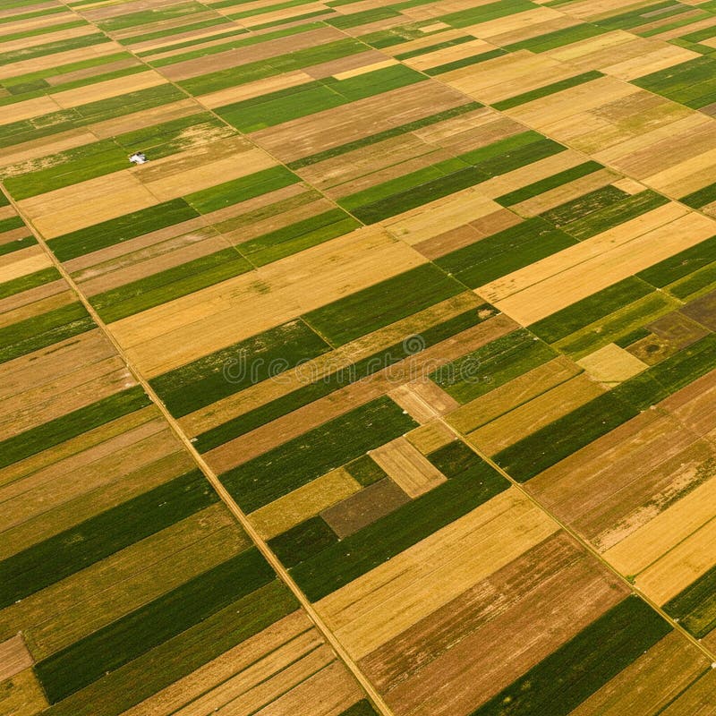 Aerial View of Agricultural Fields Arranged in a Patchwork Pattern. the ...