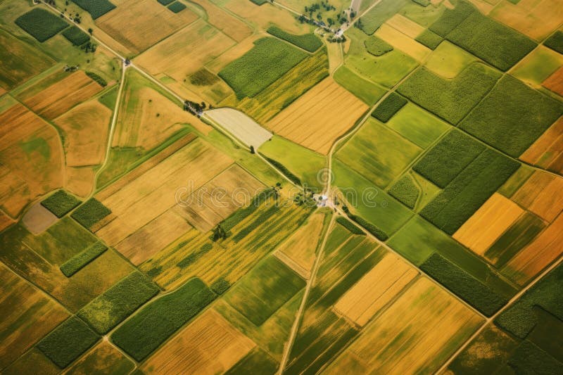 Aerial View of Agricultural Fields Creating Geometric Patterns Stock ...