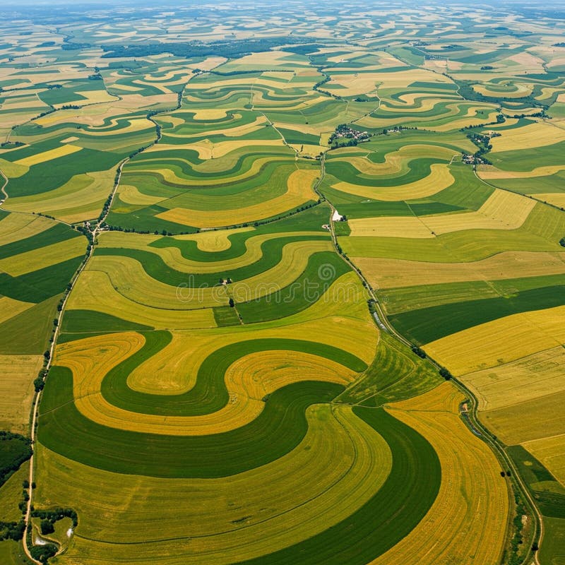 Aerial View of Agricultural Fields Displaying a Patchwork of Undulating ...