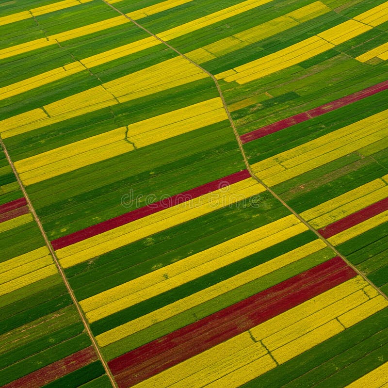 Aerial View of Agricultural Fields Displaying a Vibrant Checkerboard ...