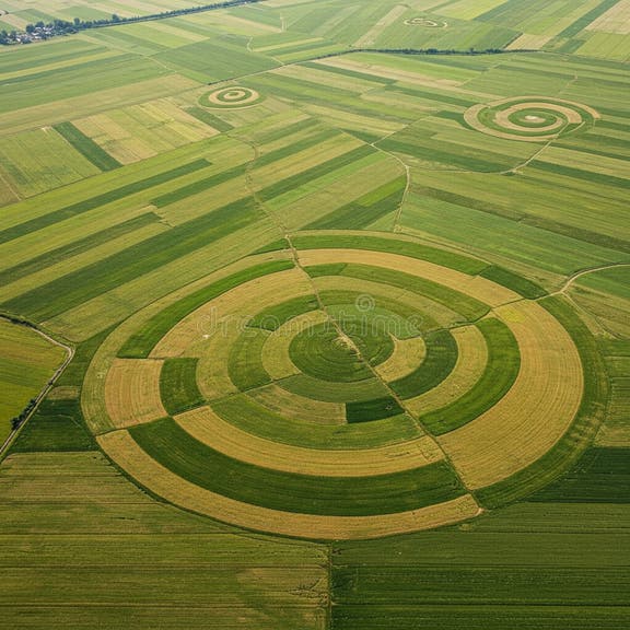 Aerial View of Agricultural Fields Featuring Distinct Circular Patterns ...