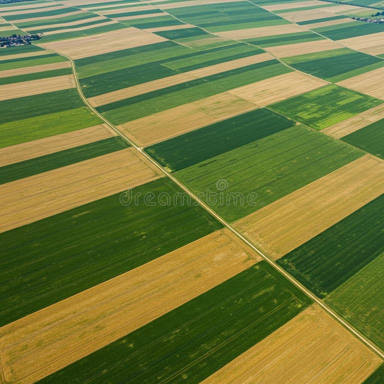 Aerial View of Agricultural Fields Featuring Rectangular Patterns in ...
