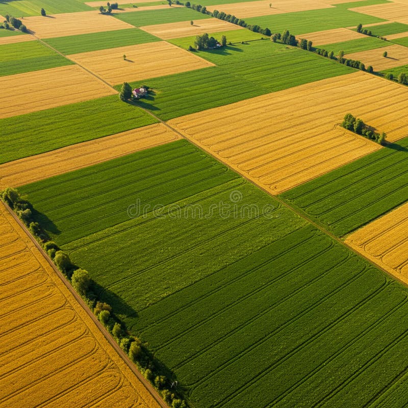 Aerial View of Agricultural Fields Forming a Patchwork Pattern with ...