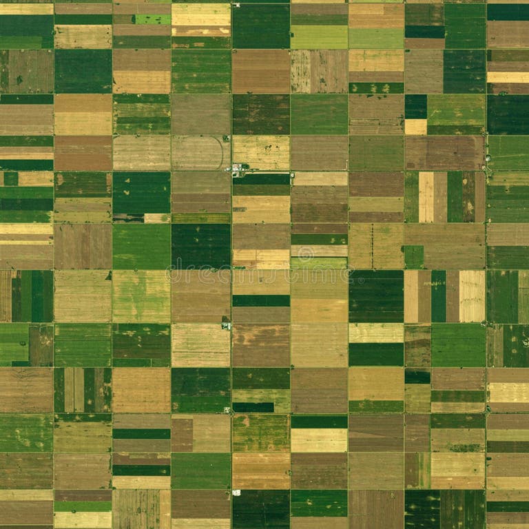 Aerial View of Agricultural Fields Forming a Patchwork of Rectangular ...