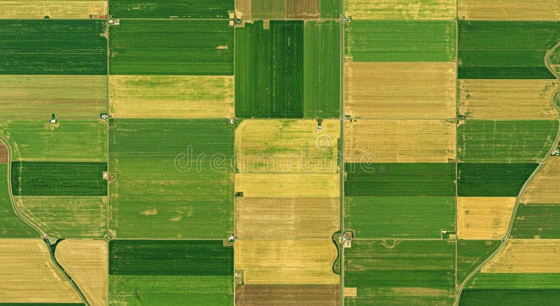 Aerial View of Agricultural Fields with a Patchwork of Rectangular ...