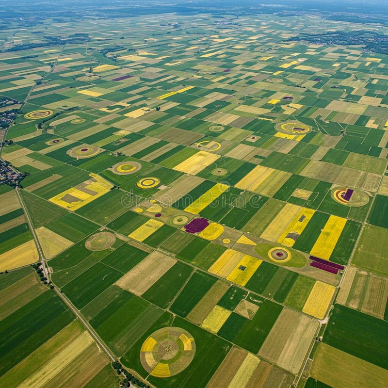 Aerial View of Agricultural Fields Showcasing a Patchwork of ...
