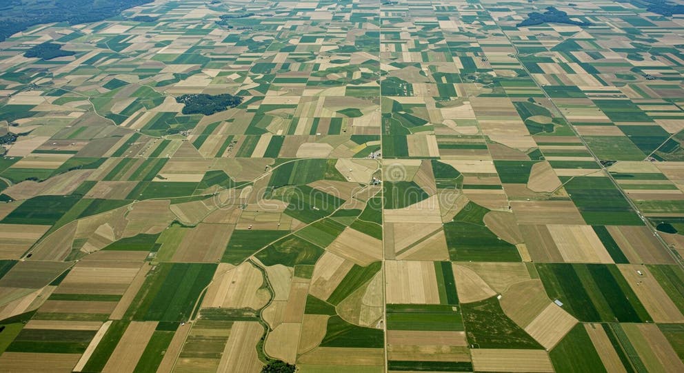 Aerial View of an Agricultural Landscape Featuring an Extensive ...