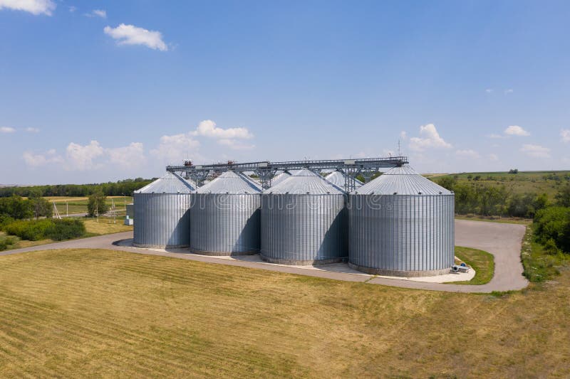 Aerial View of Agricultural Silos Stock Image - Image of outdoor ...