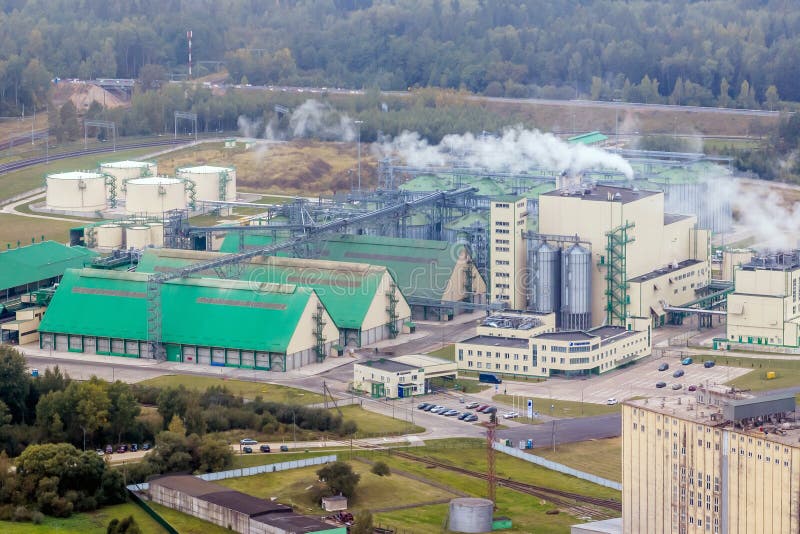 Aerial View on Agro-industrial Complex with Silos and Grain Drying Line ...