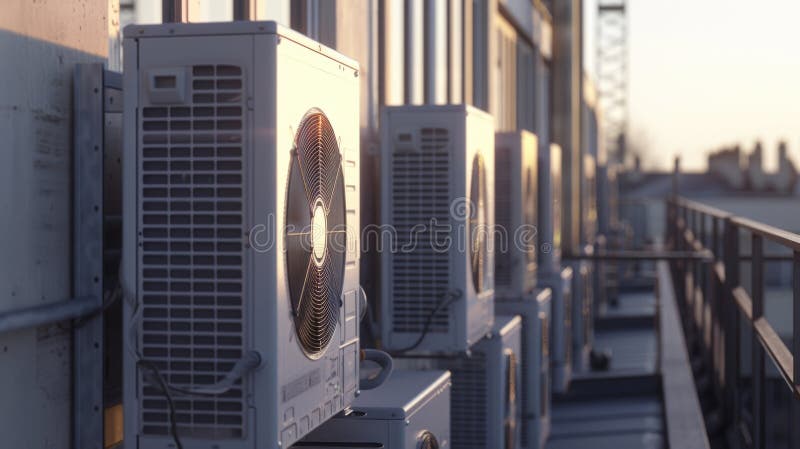 Aerial View of Air Conditioning Units Installed on the Rooftop of a ...