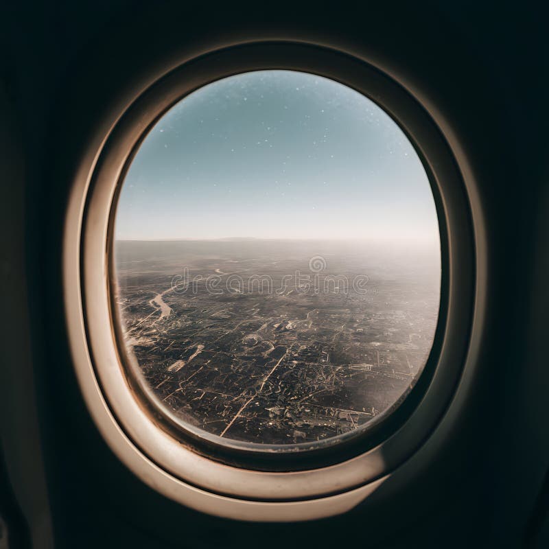 Aerial View from Aircraft Window Town Silhouette and Clear Sky Stock ... Aerial View from Aircraft Window Town Silhouette and Clear Sky Stock ...