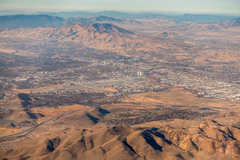 Aerial View from Airplane Over Reno Nevada Stock Photo - Image of ...