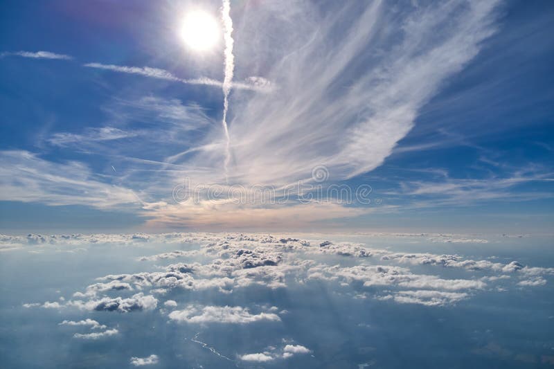 Aerial View from Airplane Window at High Altitude of Earth Covered with ...