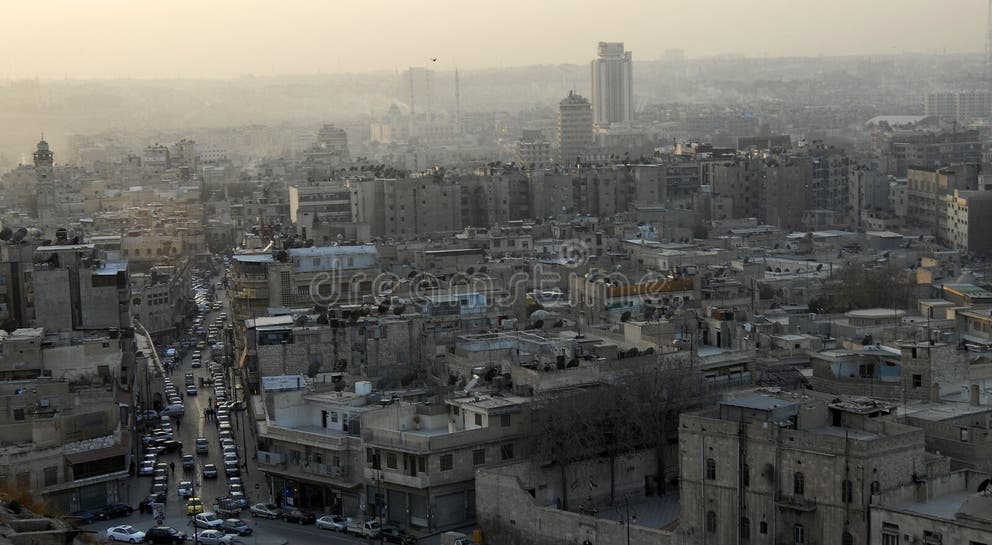 Aerial view of Aleppo city stock image. Image of architecture - 25151863