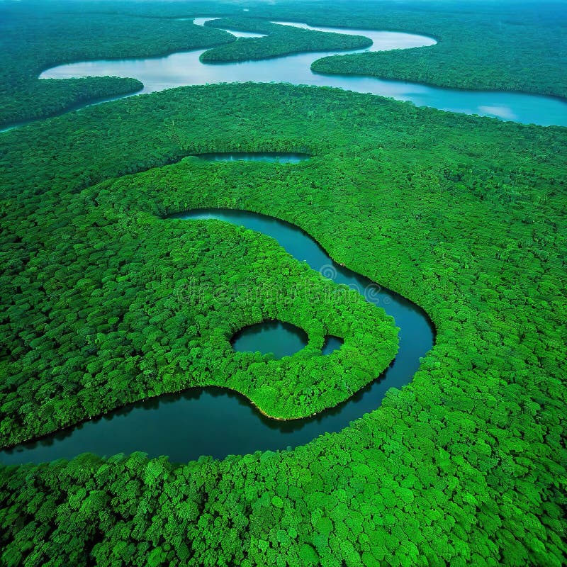 Aerial View of the Amazon stock illustration. Illustration of imagine ...