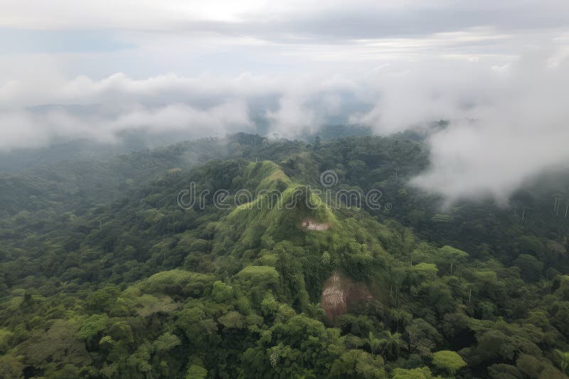 Aerial View of the Amazon Rainforest, with Misty Clouds and Rolling ...