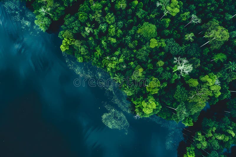 Aerial View of Amazon Rainforest and River Stock Illustration ...