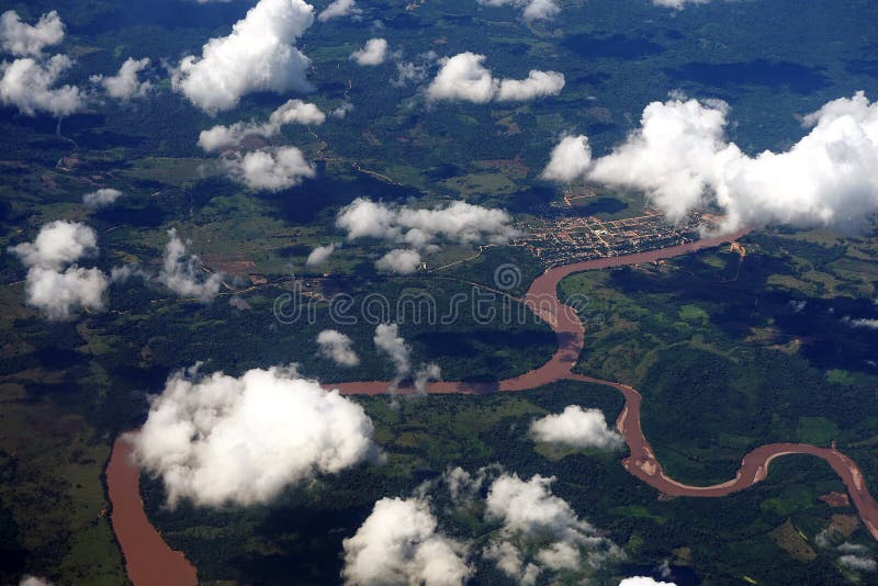Aerial View of Amazon River Stock Photo - Image of cloud, environment ...