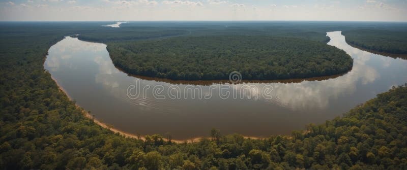 Aerial View of the Amazon River Surrounded by Forest. Stock Photo ...