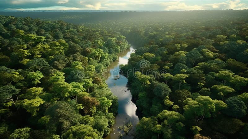 Aerial View of the Amazons Jungle Landscape. Generative AI Stock ...