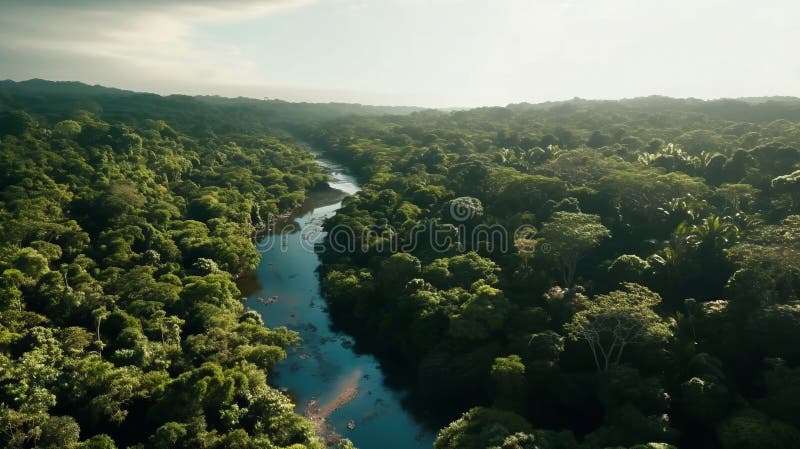 Aerial View of the Amazons Jungle Landscape. Generative AI. Stock ...