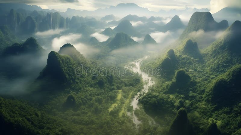 Aerial View of the Amazons Jungle Landscape. Generative AI. Stock ...