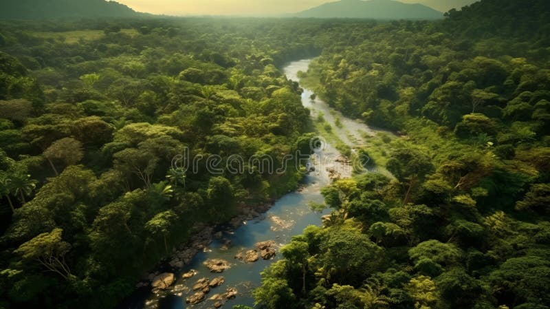 Aerial View of the Amazons Jungle Landscape. Generative AI. Stock Image ...