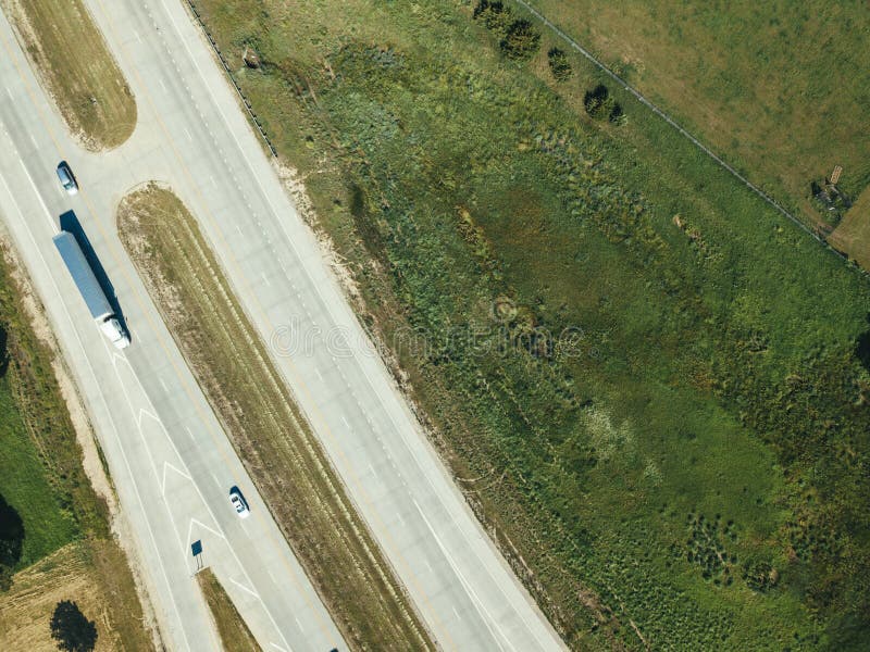 Aerial View of American Highway Stock Image - Image of overhead, meadow ...