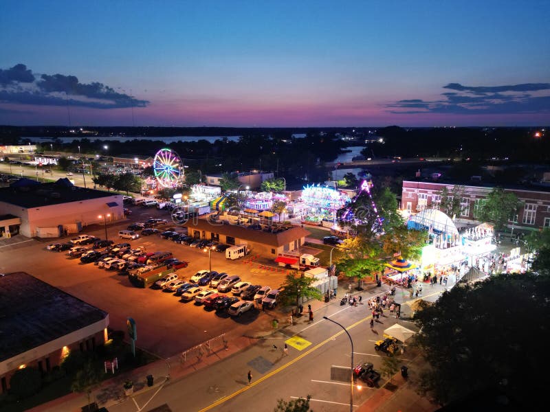Aerial View of an Amusement Park at Sunset Editorial Image - Image of ...
