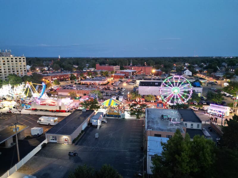 Aerial View of an Amusement Park at Sunset Editorial Image - Image of ...