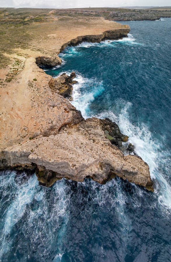 Aerial View of Anchor Bay in Mellieha, Malta Stock Photo - Image of ...