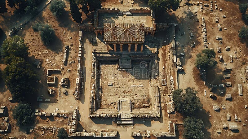 Aerial View of Ancient Archaeological Site with Crumbling Stone ...