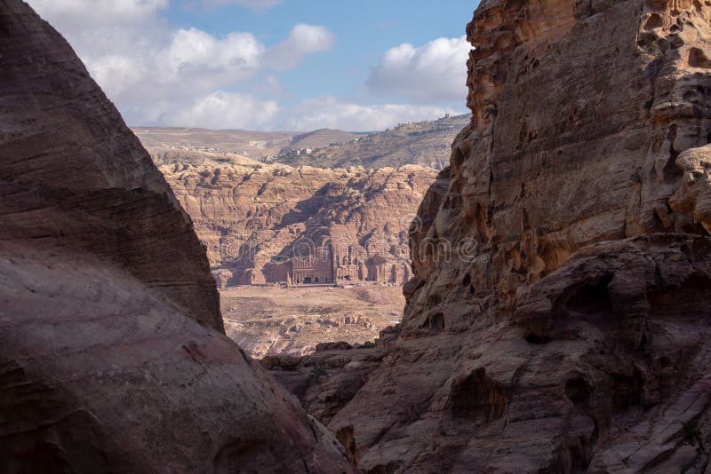 Aerial View of Ancient Buildings in Petra, Jordan Stock Image - Image ...