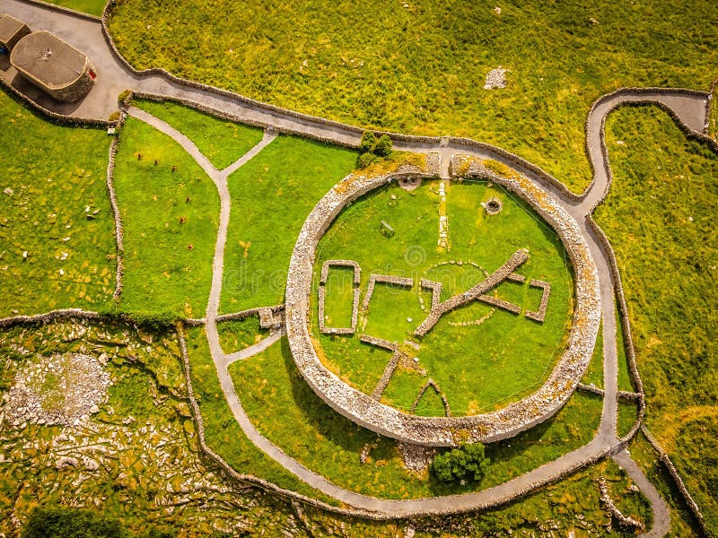 Aerial View of Ancient Caherconnell Stone Fort Circle Stock Image ...