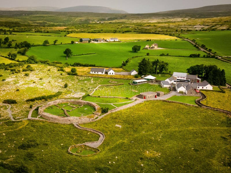 Aerial View of Ancient Caherconnell Stone Fort Circle Stock Photo ...