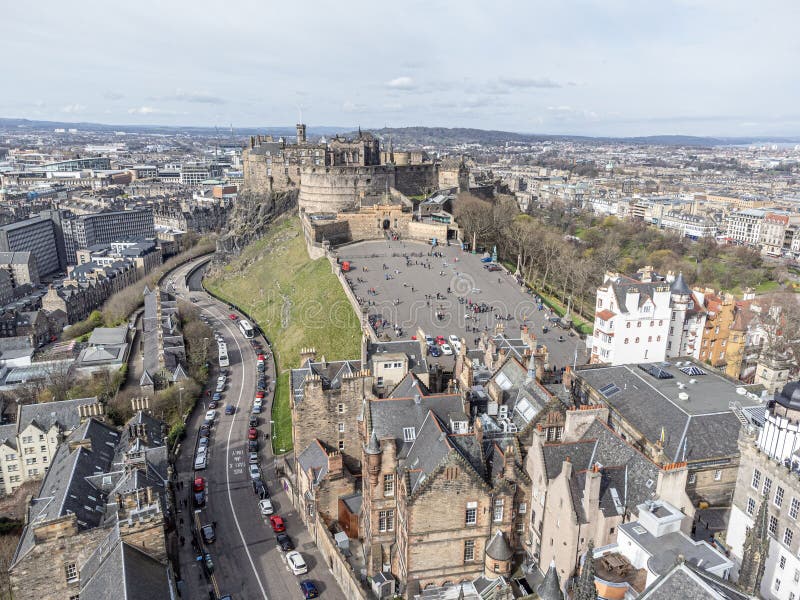 Aerial View of the Ancient Edinburgh Castle in the Morning Stock Image ...