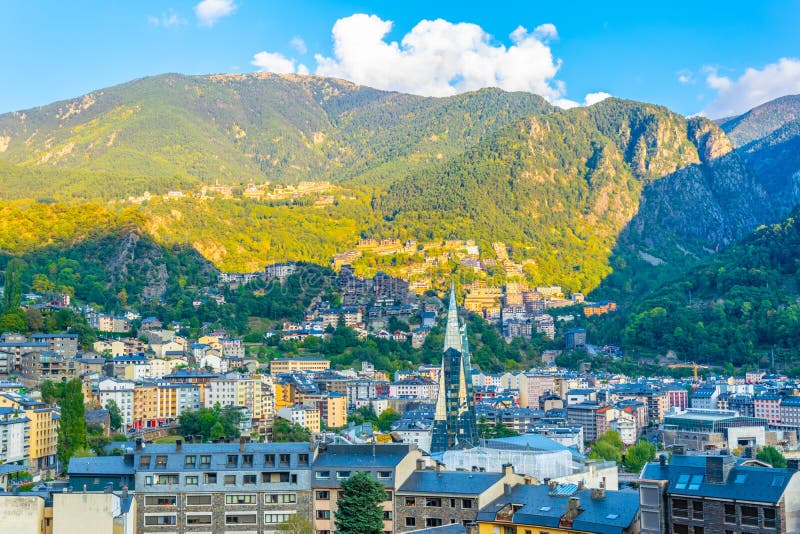 Aerial View of Andorra La Vella Stock Image - Image of mountains ...