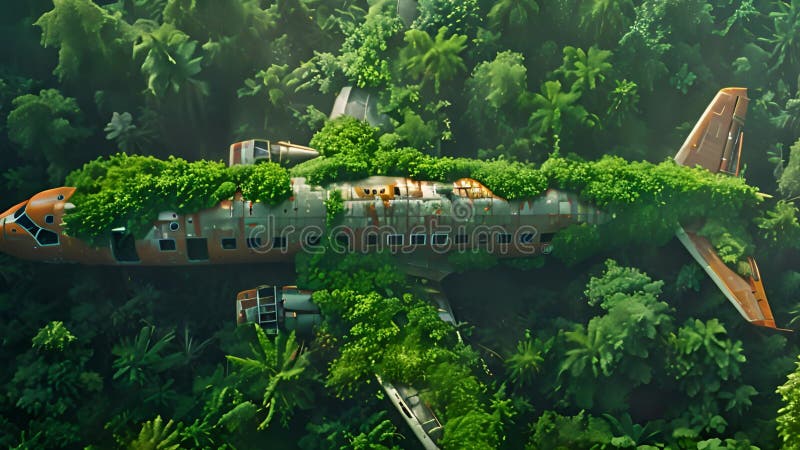 Wreckage Animation: Top-down View of Plane Wreckage in Forest, Animated ...