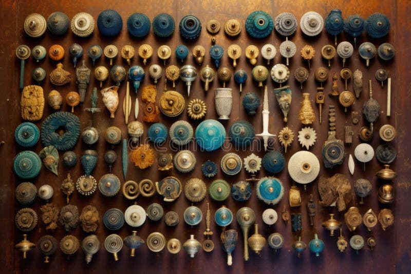 Aerial View of Antique Door Knobs Arranged on a Table Stock ...