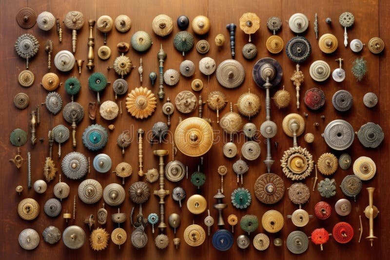Aerial View of Antique Door Knobs Arranged on a Table Stock ...