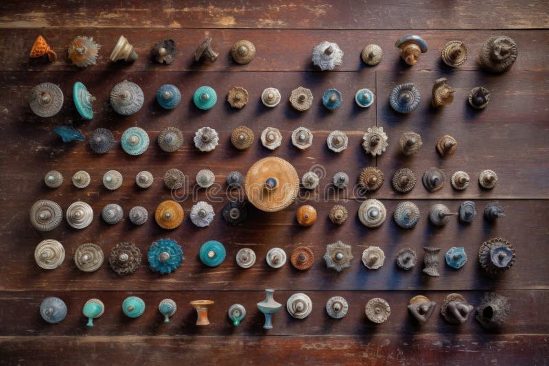 Aerial View of Antique Door Knobs Arranged on a Table Stock ...