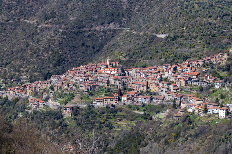 Aerial view of Apricale stock image. Image of view, imperia - 114417581